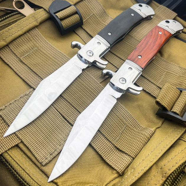 Gentleman's Wood Auto Pocket Knife | MEGAKNIFE WHOLESALE