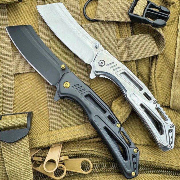 Military Tactical Spring Assisted Open Folding Pocket Knife Cleaver Bl ...