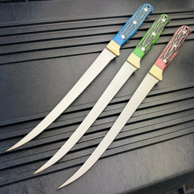 12" Stag Bone Full Tang Fish Fishing Filet Fillet Camping Hunting Knif ...