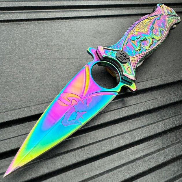 Ninja Ninjutsi Rainbow Fade Spring Assisted Pocket Knife | MEGAKNIFE ...