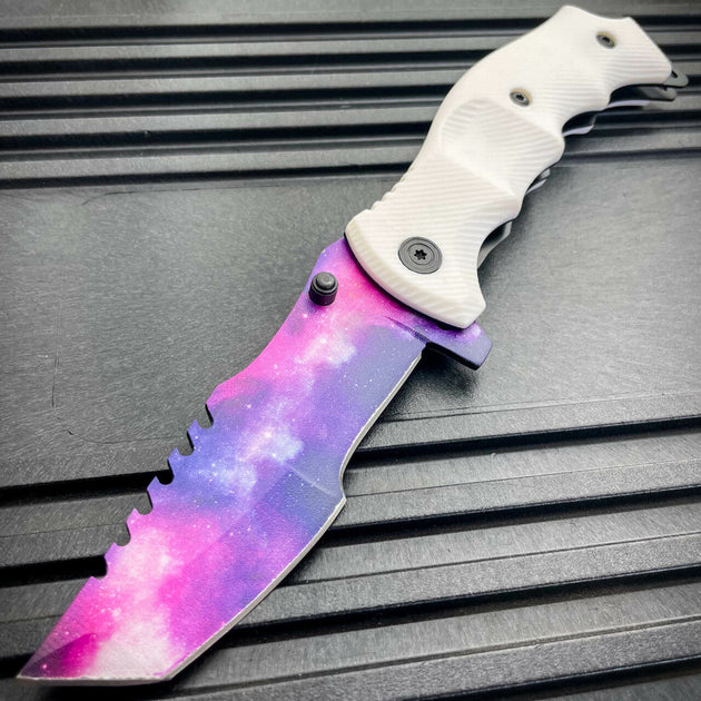 White Galaxy Spring Assisted Pocket Knife | MEGAKNIFE WHOLESALE