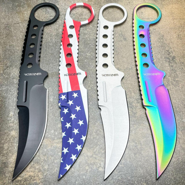 8.25" Survival Upswept Combat Fixed Blade Knife w/ Sheath | MEGAKNIFE ...